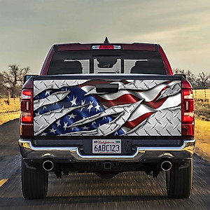 Oasisdream American Flag Truck Tailgate Sticker Decal Wrap Patriotic Decoration High-Definition Print Graphic Size 66"×26" Suitable for Pickup Trucks Weatherproof Car Wash Safe