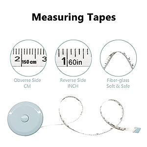 3 Pack Tape Measure Measuring Tape for Body Fabric Sewing Tailor Cloth Knitting Craft Weight Loss Measurements Retractable 60-inch 1.5 Meter, Small Push Button Dual Sided Tape Measure Body Measuring