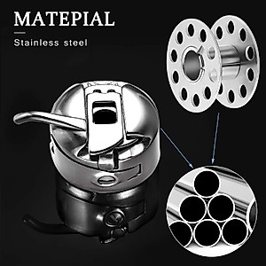 WILLBOND 3 Pcs Sewing Machine Bobbin Case and 15 Pieces Sewing Machine Bobbins Metal Sewing Bobbins with Shuttle Holder for Craft Sewing, Suitable for Front Loading 15 Class Machines