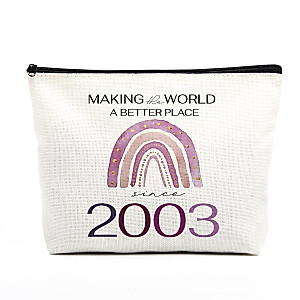 21st Birthday Gifts for Her Makeup Bag 21st Birthday Decorations Boho Rainbow Birthday Gifts from Mom for 21 Year Old Female Women Her Daughter Niece Making The World A Better Place Since 2003