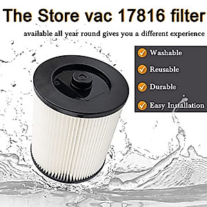 17816 Filter for Shop Vac Craftsman 9-17816 Filter Craftsman Wet/dry Vacuum Filter Fits 5/6/8/12/16/32 Gallon Larger Vacuum Cleaner Accessories