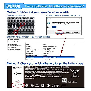 MYIYAE 42Wh WDX0R Replacement Laptop Battery for Dell Inspiron 15 5568 5567 5570 7579, 11.4V WDXOR Standard Rechargeable Li-ion Battery for Dell Inspiron 13 7378 Latitude 3180 3380 3590 Vostro 5581