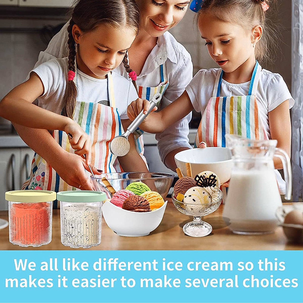 VRINO Creami Deluxe Pints, for Ninja Creamy Pints and Lids,24 OZ Pint Ice Cream Containers Bpa-Free,Dishwasher Safe Compatible NC500,NC501 Series Ice Cream Maker