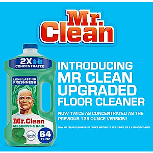 Mr Clean Multi Purpose Meadows Rain Liquid Cleaner Professional Household Non-Toxic Hardwood Floor Cleaner, 64 Ounce, New and Improved 2X Concentrated Solution, with NOIS Tissue Pack