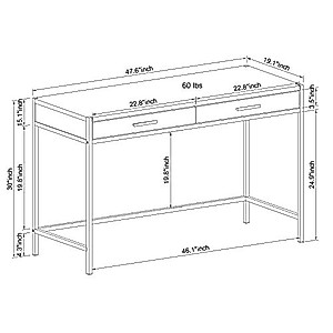 Caffoz 48" Writing Desk | Study Computer Desk | Brown Mahogany | Laptop PC Table Workstation with 2 Drawers for Home Office | Storage Space Saver
