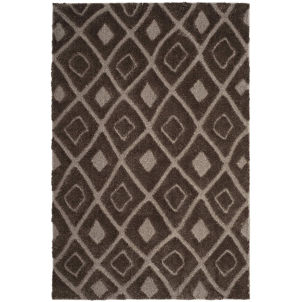 SAFAVIEH Olympia Shag Collection Area Rug - 5'1" x 7'6", Mushroom, Moroccan Boho Trellis Design, Non-Shedding & Easy Care, 1.2-inch Thick Ideal for High Traffic Areas in Living Room, Bedroom (OSG319C)