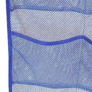 ALYER 6 Storage Pockets Hanging Mesh Shower Caddy,Space Saving Bathroom Accessories and Quick Dry Bath Organizer,Blue