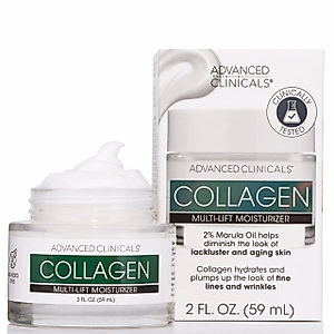 Advanced Clinicals Collagen Cream Facial Moisturizer Multi-Lift Plumping Collagen Firms & Smooths Fine Lines, Sagging Skin, & Wrinkles. Anti-Wrinkle Skin Care Face Lotion W/Hyaluronic Acid, 2 Fl Oz