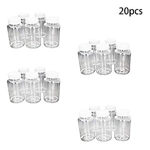 Othmro 20Pcs 200ml Plastic Bottles, Lab Cylindrical Chemical Reagent Bottle, Wide Mouth Laboratory Reagent Polyethylene Bottle, Sample Sealing Liquid Storage Container for Food Store White