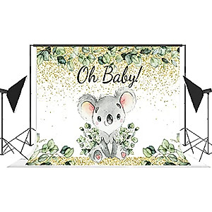Lofaris Cute Koala 1st Birthday Party Backdrop Greenery Boy First Birthday Background Oh Baby Baby Shower Party Decor Cake Table Banner 7x5ft