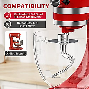 Spiral Dough Hook Accessories for Kitchenaid Stand Mixer, aikeec Fully Stainless Steel K45DH Dough Hook for Kitchen aid 4.5/5 Quart Tilt-Head Stand Mixer, Mess Free Mixer Accessory, Dishwasher Safe