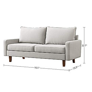 VASAGLE Comfortable Sofa, Couch with Solid Wood Frame and Breathable Linen Fabric, for Guest Room, Teenager's Room, and Small Apartment, 70.1 x 33.3 x 32.7 Inches, Beige