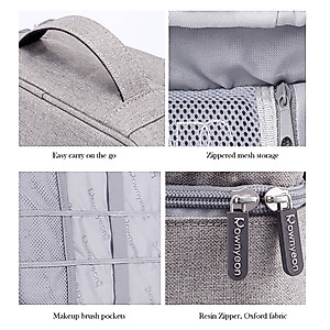Rownyeon Makeup Train Cases Travel Makeup Bag Waterproof Portable Cosmetic Cases Organizer with Adjustable Dividers for Cosmetics Makeup Brushes Toiletry Jewelry Digital Accessories (Grey Small)