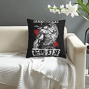 Flokoo Anime Baki The Grappler Baki Hanma Throw Pillow Cases Dorm Decor for Bedroom Living Room 18x18 Inch