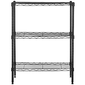 Amazon Basics 3-Shelf Adjustable, Heavy Duty Storage Shelving Unit (250 lbs loading capacity per shelf), Steel Organizer Wire Rack, Black, 23.2"L x 13.4"W x 30"H