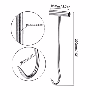 uxcell T-Handle Meat Boning Hook, Galvanized Curved T Hooks for Kitchen Butcher Shop Restaurant 12"(300mm)