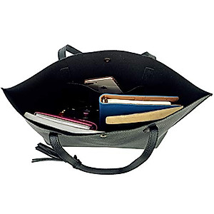 Nodykka Women Tote Bags Top Handle Satchel Handbags PU Faux Leather Tassel Shoulder Purse