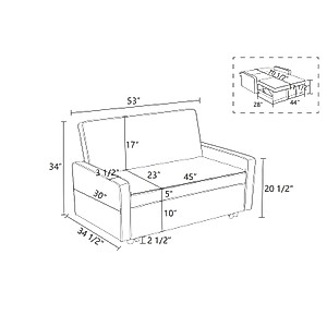 LUSPAZ 3 in 1 Convertible Sleeper Sofa Bed, Flannel Fabric Futon Pull Out Couch with Adjustable Backrest for Living Room,Light Grey