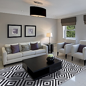 Ridota Reversible Mats for Outdoor Patio, Plastic Straw Modern Area Rug, Floor Mat for RV, Backyard, Deck, Picnic, Beach, Trailer, Camping (Diamond Black & White, 4' x 6')