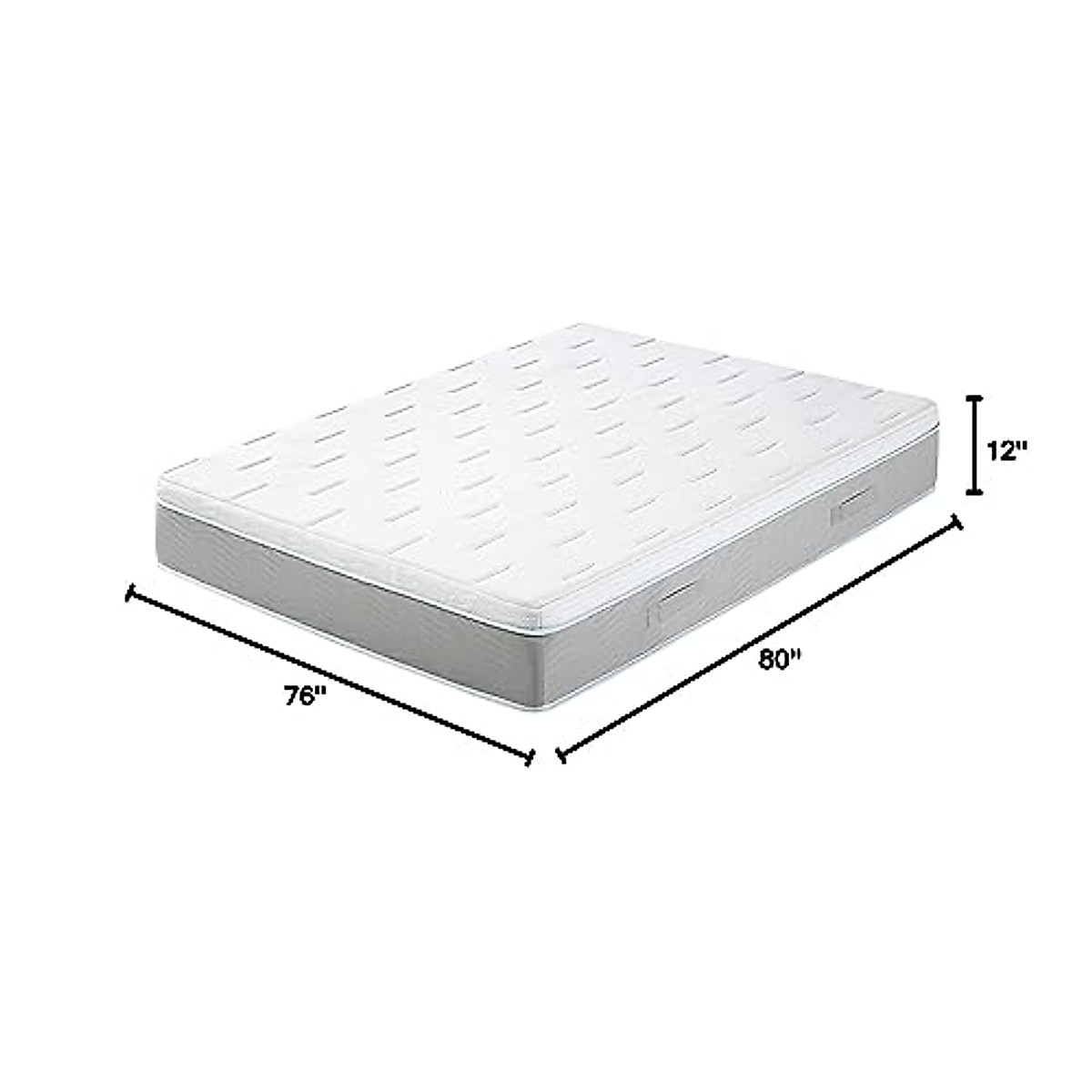 Mellow 12 Inch Olaf Gel Memory Foam Mattress with Cooling Fabric, Made in USA, CertiPUR-US Certified Foams, Oeko-TEX Certified Eco Cover, Quilted Comfort Top, King,Grey