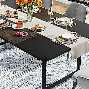 Tribesigns Dining Table for 6-8 People, 70.87" Long Dining Room Table with Heavy Duty Metal Frame, Industrial Rectangle Kitchen Table for Kitchen, Dining Room, Vintage Grey/Black