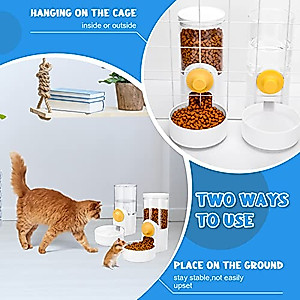 Jspupifip 35oz Rabbit Automatic Food Water Dispenser,Hanging Pet Food Water Dispenser Cage Automatic Feeder Set for Small Cats Dogs Rabbit Chinchilla Guinea Pig Hedgehog Ferret(White)