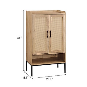 Kavonty Shoe Cabinet with Rattan Doors, 5-Tier Shoe Storage Cabinet with Open Shelves,Wooden Shoes Rack Organizer, for Entryway Hallway Closet Bedroom, Natural