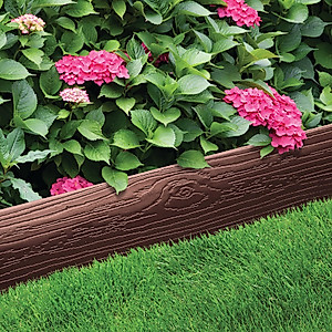 MASTER MARK Terrace Board, Landscape Coiled Edging, Grass Barrier, Bender Board, Flower Bed, Vegetable Garden Borders 5 in. x 40 ft. with 10 Stakes (Brown)