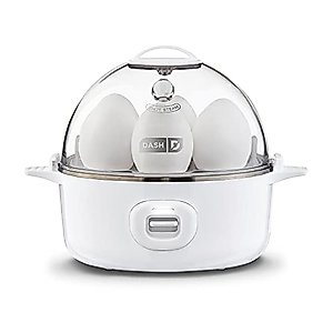 Dash Express Electric Egg Cooker, 7 Egg Capacity for Hard Boiled, Poached, Scrambled, or Omelets with Cord Storage, Auto Shut Off Feature, 360-Watt, White
