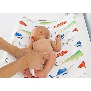 Fish Fitted Changing Pad Cover, Made from Viscose from Bamboo and Spandex Material, Fits Standard Changing Pad, by Florida Kid Co.