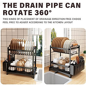 MCUIATN Dish Drying Rack -Multifunctional Dish Rack (Black)