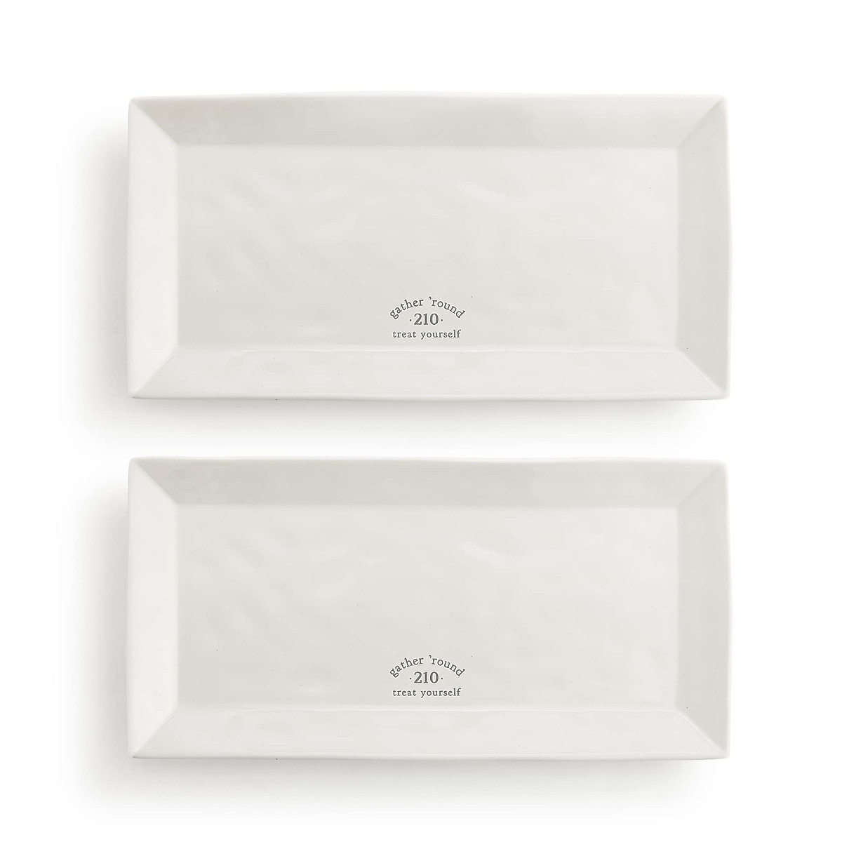 Demdaco Treat Yourself Classic White 12.5 x 11 Ceramic Two Tiered Serving Trays