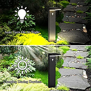 BRIMMEL Solar Light Outdoor, Super Bright 600 Lumen LED Landscape Lamp, Motion Sensor Dusk-to-Dawn Auto ON/OFF Cast Aluminum Waterproof Cordless Garden Light for Pathway Driveway 20", 3000k Warm White