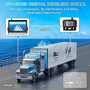 Fookoo 1080P 10" Wireless Backup Camera System, 10" Dual/Quad Split Monitor with Recording, IP69 Waterproof Rear/Front View Cameras, Parking Lines for RV/Truck/Trailer/Van(DW102)