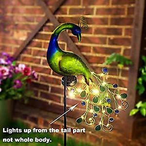 Solar Garden Lights Metal Decorative Garden Stakes Waterproof Peacock Solar Stake Light for Outdoor Patio Yard Pathway