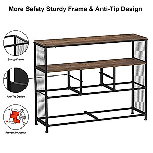 Simoretus TV Stand with Power Outlet and Fabric Drawers Entertainment Center for TV up to 45 inch Industrial Open Storage Shelf Media Console Dresser for Living Room Bedroom