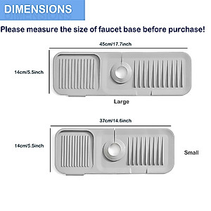 Gelecek Kitchen Sink Splash Guard, 14.6” x 5.5“ Silicone Sink Faucet Mat, Sink Draining Pad Behind Faucet, Faucet Splash Catcher, Keep Kitchen and Bathroom Sinks Dry, Grey