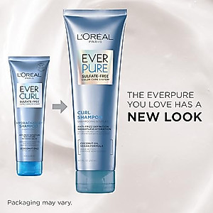 L'Oreal Paris Sulfate Free Conditioner for Curly Hair, Lightweight, Anti-Frizz Hair Care with Coconut Oil, EverPure, 8.5 Fl Oz (Packaging May Vary)