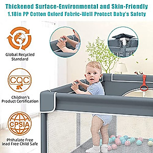 Baby Playpen, 79 x 63 Inches Extra Large Playpen with 50 PCS Ocean Balls, Indoor & Outdoor Kids Activity Center, Infant Safety Gates with Breathable Mesh,Sturdy Play Yard for Babies and Toddlers