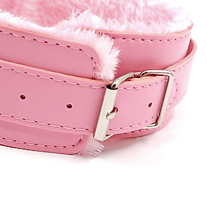 paloli Pink Choker Necklace for Women Leather Collar Fluffy Punk Leash Neck Choker Gothic Cosplay Sexy Jewelries