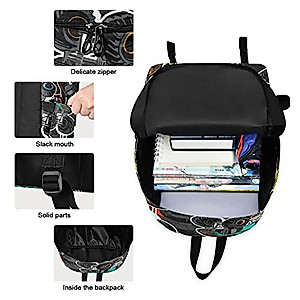 FOLIOSA Cartoon Monster Cars Kids Backpack Lunch Bag Set, Large Capacity Insulated Scratch-Resistant Backpack with Lunch Kit for School Work Suits for 6+ Years Teenager Boys Girls