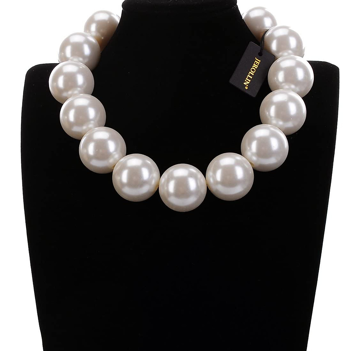 Big Pearl Necklace Choker Statement CCB Resin Simulated Pearl Bib Collar for Women