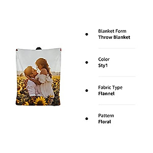 Custom Blanket with Photo Text Personalized Throw Blanket Made in USA Blanket Customized Picture for Baby Mother Father Adult Friends Lovers Dog Pets Personalized Gift Birthday (sty1)