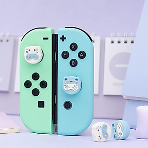 GeekShare Cute Animal Theme Thumb Grip Caps,Compatible with Nintendo Switch/OLED/Switch Lite, Soft Silicone Joystick Cover,4PCS - Gaming Cat