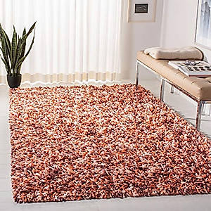 SAFAVIEH Rio Shag Collection 3' x 5' Rust / Ivory SG960P Handmade 1-inch Thick Area Rug