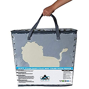 Baby Play Mat - Large (60"x60") Foam Interlocking Floor Tiles | Non-Toxic, Waterproof, Crawling, Tummy Time Mat, Fence Edge | Children's Playroom & Nursery | Infant, Toddler, Kid