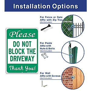 Please Do Not Block The Driveway Thank You Sign, No Parking Sign, 14 x10 Inches .40 Rust Free Aluminum, UV Protected, Durable Ink, Weatherproof, Weather Resistant, Easy To Mount, Indoor & Outdoor Use