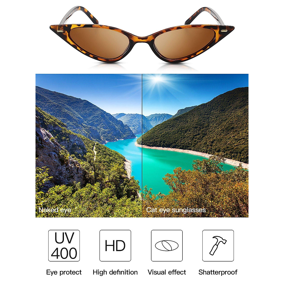 Frienda Vintage Cat Eye Leopard Sunglasses Retro Cat Eye Sunglasses for Women Men Classic Retro Designer Style Leopard (Brown) (Brown)