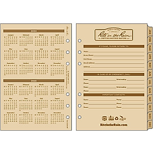 Rite in the Rain 2024 Dated Weekly Loose Leaf Calendar Set, 5” x 7”, Tan Sheets, 365 Days (No. PL2024W)