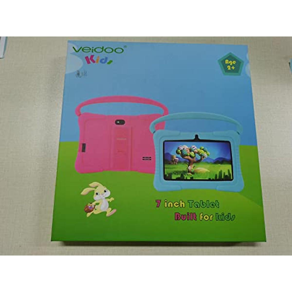 Veidoo Kids Tablet, 7 inch Android Tablet for Kids 1GB Ram 16GB Storage, Toddler Tablet with IPS Screen, Parent Control, Bluetooth, WiFi, Kid-Proof case with Kickstand, Learning, Games (Pink)